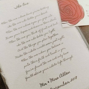 Custom Wedding Vows, Song Lyrics, Bible Verse, or Poem Print on ...