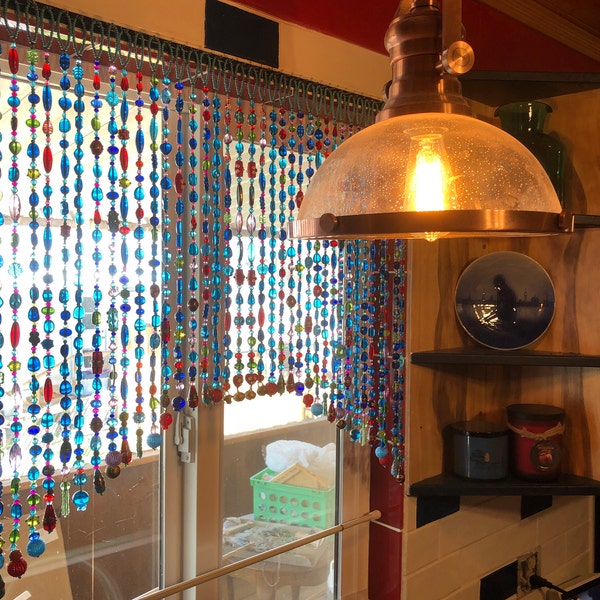 Colorful Glass-beaded Window Valance, Unique Boho Window Valance ...