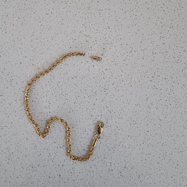 14k Real Gold Rope Chain Bracelet, 2.3 Mm Rope Chain, Twisted Chain ...