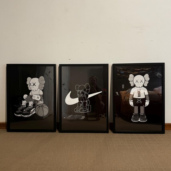 KAWS Poster, Set of 3 Printables Wooden Kaws Figure Poster, Kaws ...