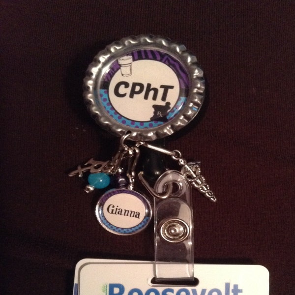Personalized Pharmacy Tech Badge Reel: Cpht, Custom Charm - Etsy
