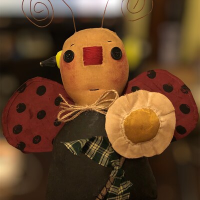 Lulu Ladybug Epattern...primitive Country Bug Spring Summer Cloth Doll ...