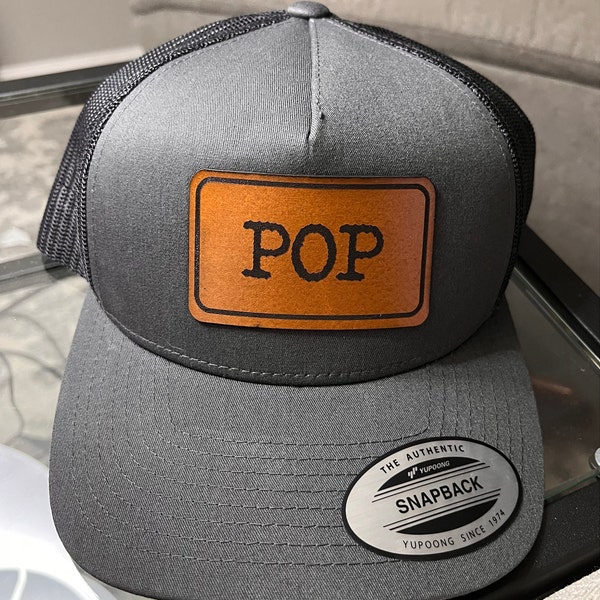 POP Leather Patch Hat Charcoal Gray With Mesh Back Best Pop Hat - Etsy