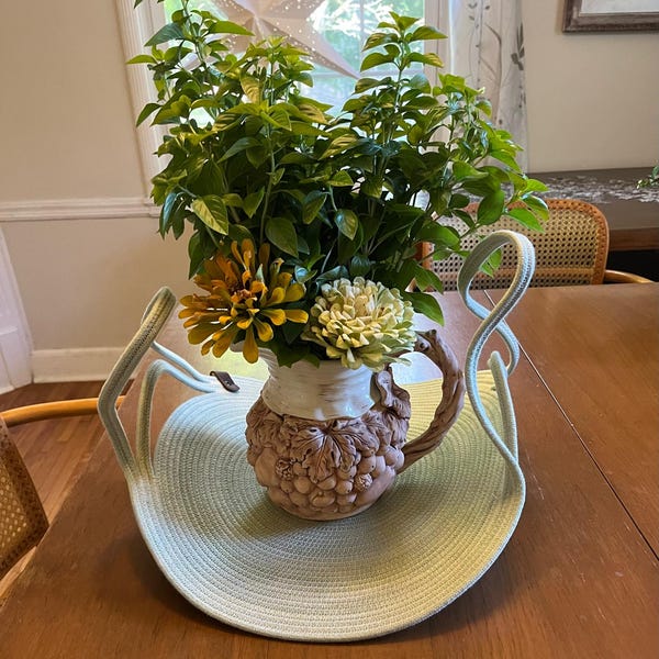 Rope Basket, Rope Tray, Tray, Wood Handles, Kitchen Basket, Wedding ...