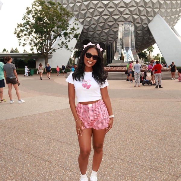 Disney Coquette Baby Tee, Cherry Mickey Bow Crop, Minnie Girlie Y2k ...