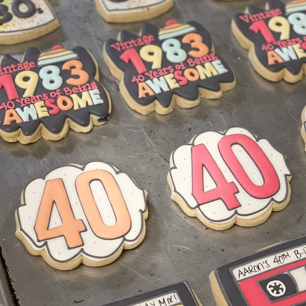 Vintage 40th Birthday Cookies - Etsy