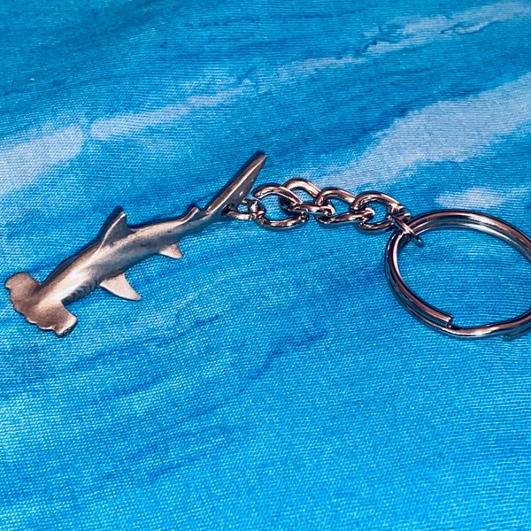 Pewter Hammerhead Shark Keychain: Ocean Lover Gift - Etsy