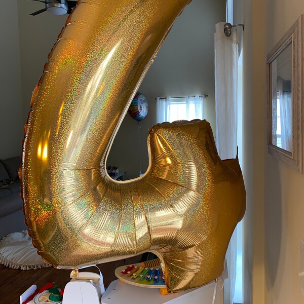 Giant Number Balloons - Gold Holographic Mylar Number Balloons - 40 ...
