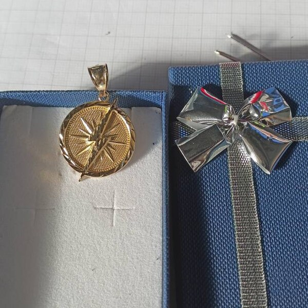 14k Solid Gold Lightning Bolt Pendant: Greek Zeus Charm - Etsy