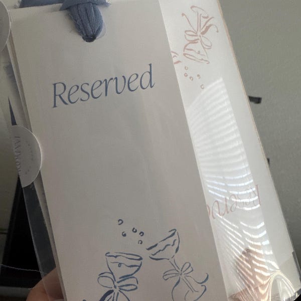 Wedding Reserved Seat Tag, Personalised Seat Holder, Reserved Seat Tag ...