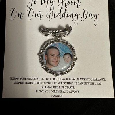 Personalised Memorial Photo Bow Charm Pin/gift for Groom/him/heaven ...