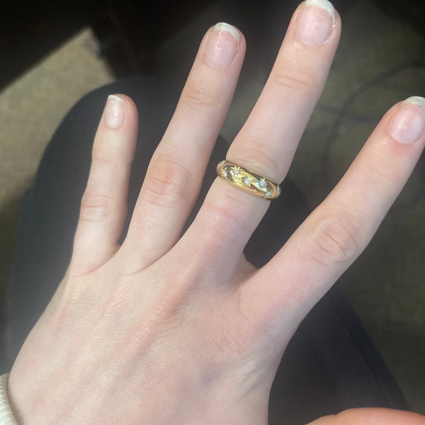 Diamond Starburst Ring / 14k Solid Gold Star Setting Diamond Ring ...