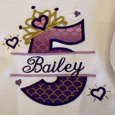 Split Princess Tiara 5 Applique Machine Embroidery Design Birthday ...