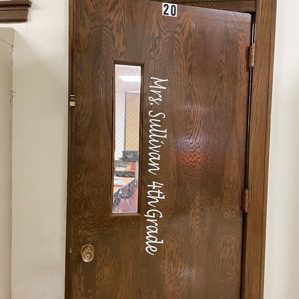 Teacher Name Decal, Teacher Decal, Classroom Door Vinyl Wall Decal ...