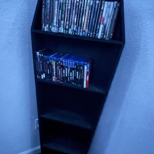52 Inch Coffin Bookshelf, Goth, Spooky, Home Decor, Bookcase, Mystic ...