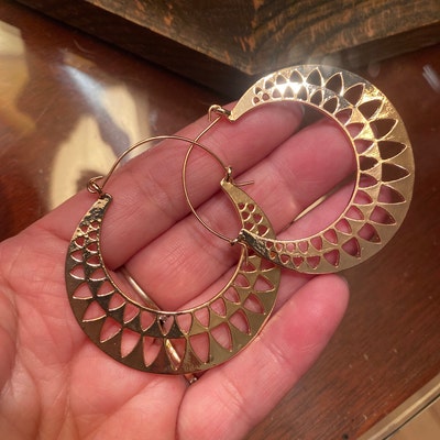 SALE Gold Geometric Earrings Gold Geometric Hoops Gold - Etsy