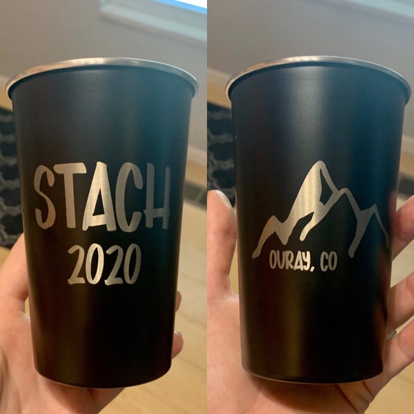 Custom Laser Engraved Cups, Personalized Stainless Steel Pint Glass ...