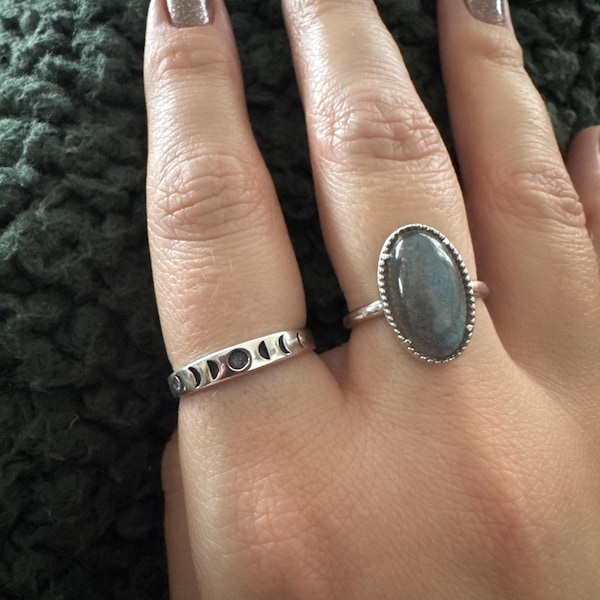 Phases of Moon Ring Sterling Silver, Astronomical Lunar Phases Cycle ...