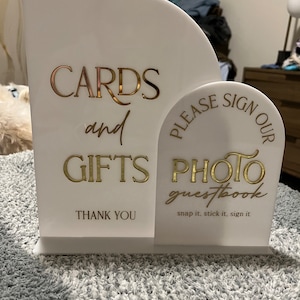 Frosted Arch Acrylic Duo Sign, Cards and Gifts Sign, Guestbook Sign ...