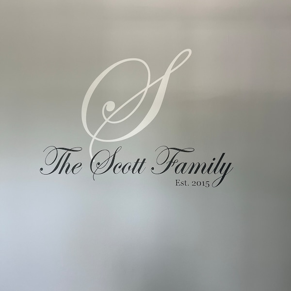 Family Name Monogram Est Date-#3 Vinyl Wall Decal- Custom Name ...