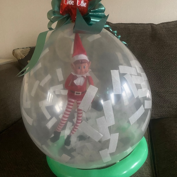Personalised Elf Arrival Balloon DIY Balloon Kit POP ME Balloon Suprise ...