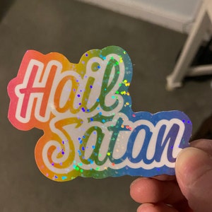 Holographic 90s Nostalgia Inspired Hail Satan Vinyl Sticker, Die Cut ...