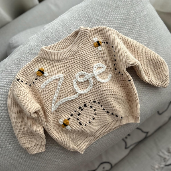 Custom Hand Embroidered Bee Sweater - Etsy