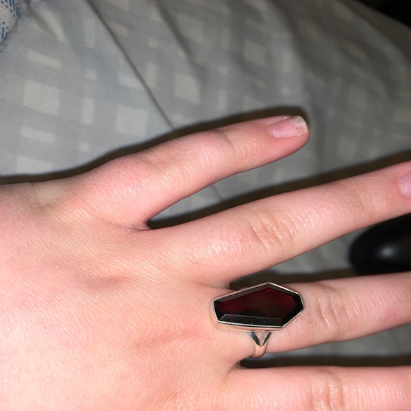 Natural Garnet Coffin Ring, 925 Solid Sterling Silver, Coffin Shape ...