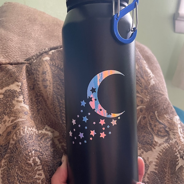 Moon and Star Shower Falling Stars Vinyl Decal | Falling Stars Decal ...