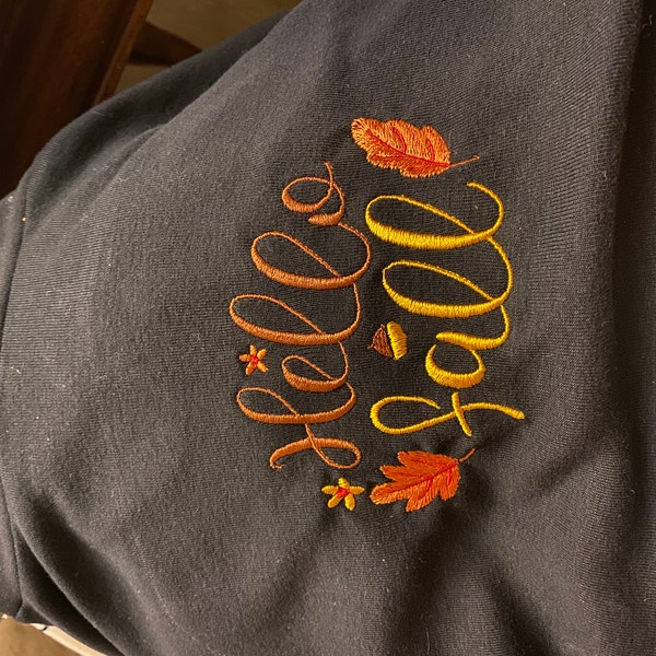 Hello Fall Embroidery Design, Fall Machine Embroidery Design, 3 Sizes ...