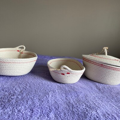 Two Tone Basket With a Pair of Handles Hand Dyed Rope - Etsy