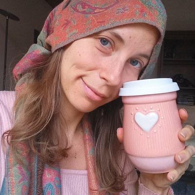 Valentine's Day Coffee Travel Mug, Small Ceramic Travel Mug With ...