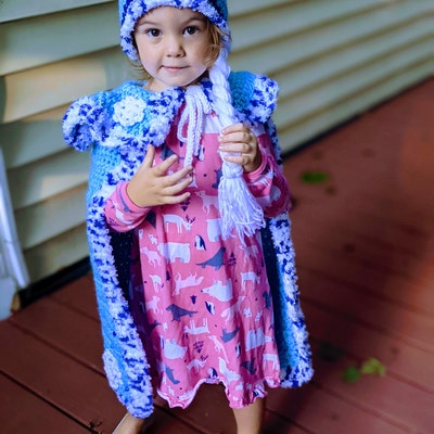 CROCHET PATTERN, Crochet Queen Elsa Cape Pattern, Snowflake Braid Hat ...