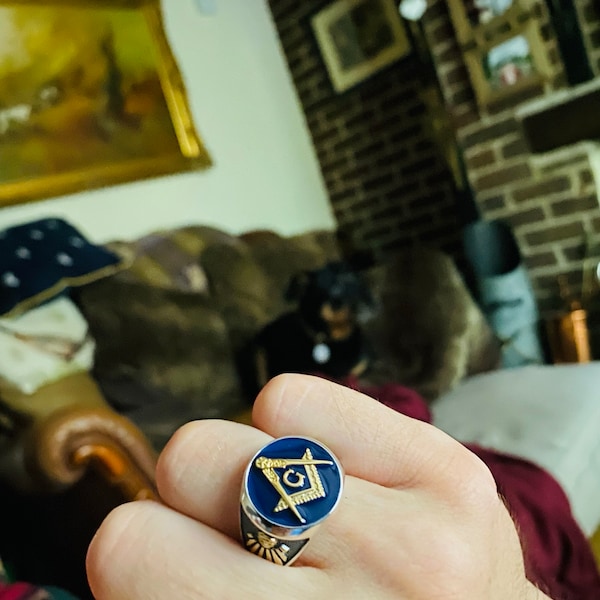 Masonic Ring Blue Lodge Signet Ring Master Mason Freemason Jewelry Gift ...