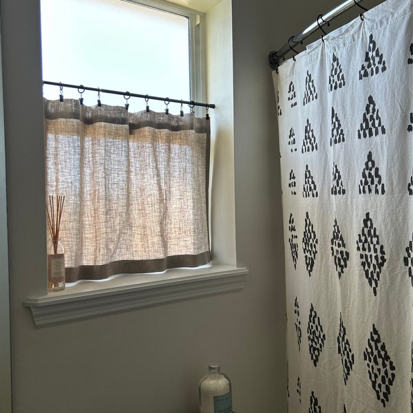 Natural Linen Cafe Curtains|short Curtains|rustic Kitchen Curtains|1 ...