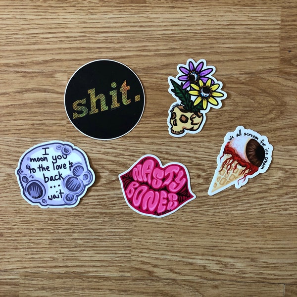 Zit Worms Sticker Sheet // Waterproof Sticker Funny Weird Acne Pimple ...