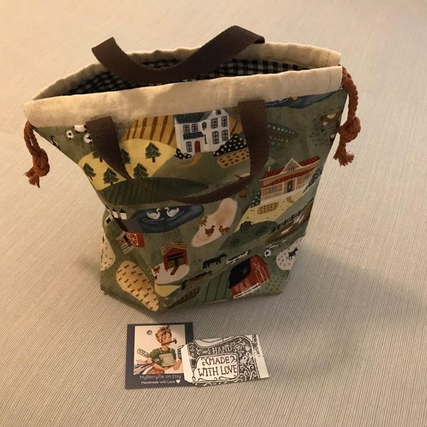 Green Linen Drawstring Bag / Patchwork Casing/ Garment Bag Small ...