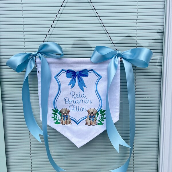 Baby Banner Embroidery Crest Frame File With French Brittany Spaniel ...