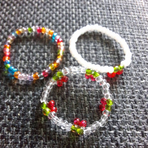 Cherry Beaded Ring/adjustable Bracelet - Etsy