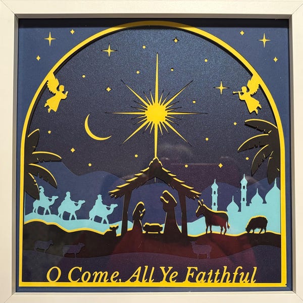 3D Nativity Scene Shadow Box, Christmas Shadow Box SVG, Christmas ...