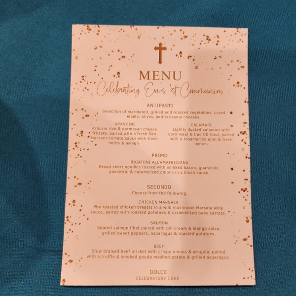 All White Gold Communion Menu Printable Boy or Girl First Holy ...