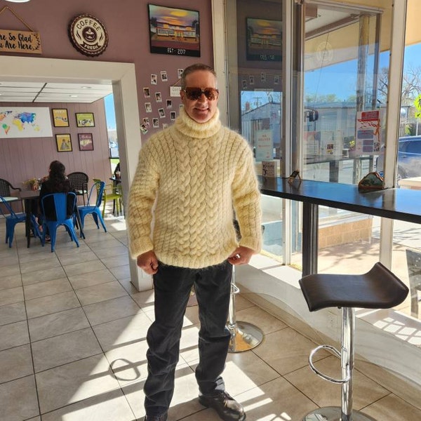 Knit Loopy Merino Wool Long Sweater, Chunky Knit Thick Pullover ...