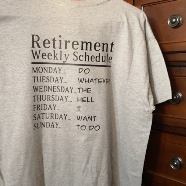 Retirement Weekly Schedule Funny Week Digital PNG File JPG SVG ...