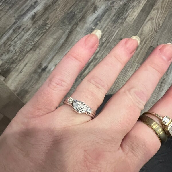 14K Gold Fede Ring, Holding Hands Ring, , 9k Gold Gimmel Ring, Fede ...