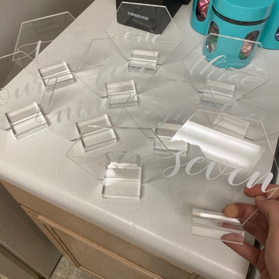 Hexagon Acrylic Table Number Signs With Stands, Perspex Modern ...