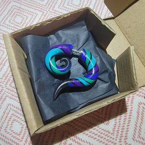 Multicolor Fake Ear Plugs, Fake Spiral Gauges Earrings, Boho Hippie ...