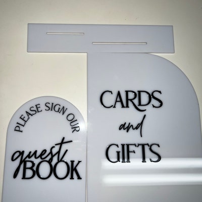 Cards and Gifts Sign , Arch Acrylic Duo Sign, Guest Book Sign, Cards ...