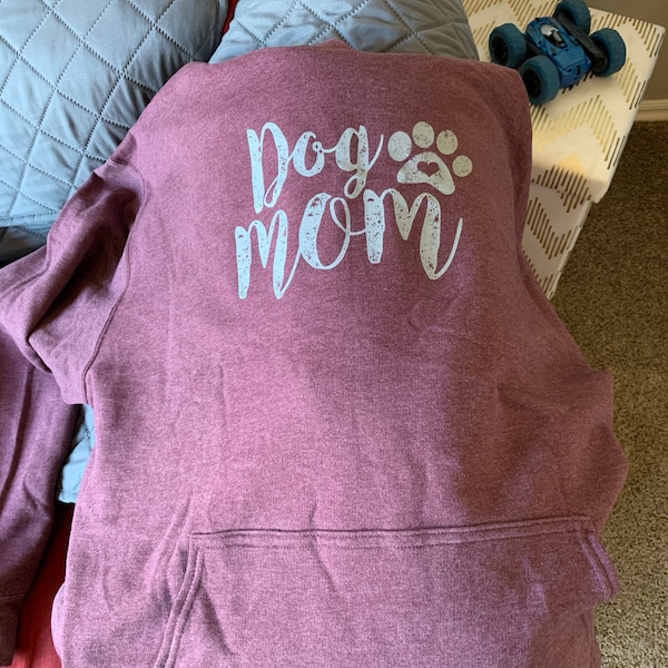 Dog Mom Hoodie, Dog Mom Hooded Sweatshirt, Dog Mom Paw Print Heart ...