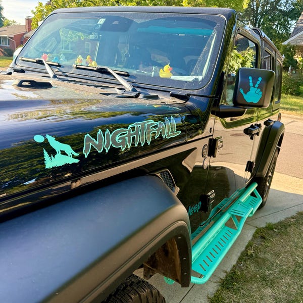Custom Two-color Hood Vinyl Decals - 20"x3.5" Personalized Text (set of ...