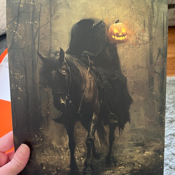 Printable Vintage HEADLESS HORSEMAN Oil Painting | Download Art, Gothic ...